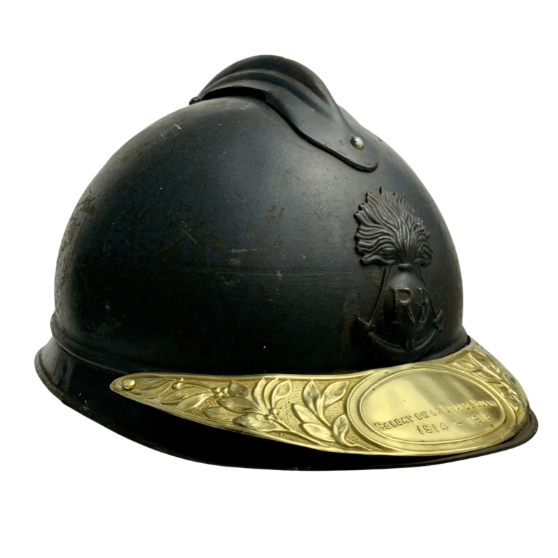 WWI French Adrian Helmet with Brass Veteran Visor – US Capital Furniture